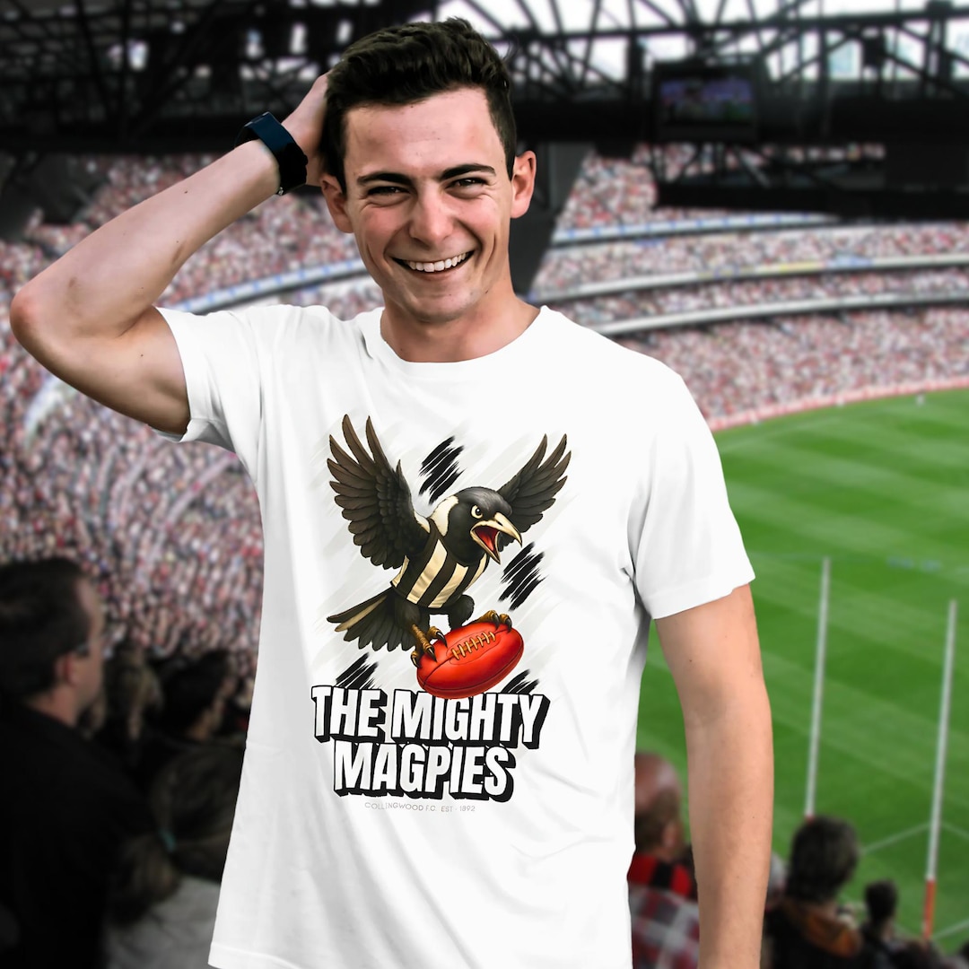 Collingwood Magpies AFL T-shirt | 3D Modern Swans Logo Tee | White ...