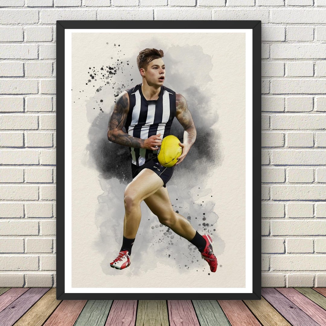 Jamie Elliott Watercolor Print | Collingwood AFL Poster (digital ...