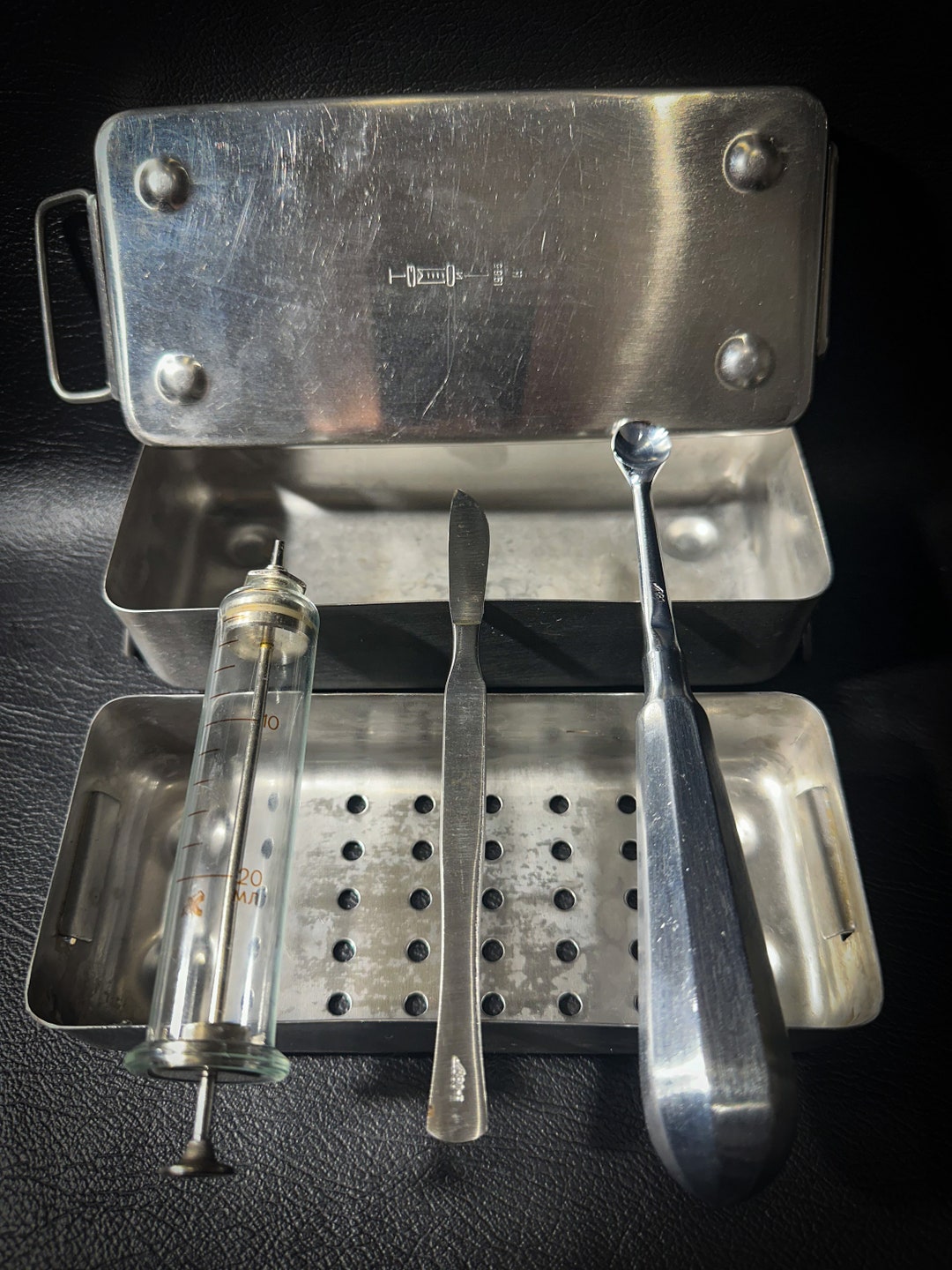 Soviet USSR Laboratory Syringe Medical Tool Kit Surgical Scalpel Bone ...