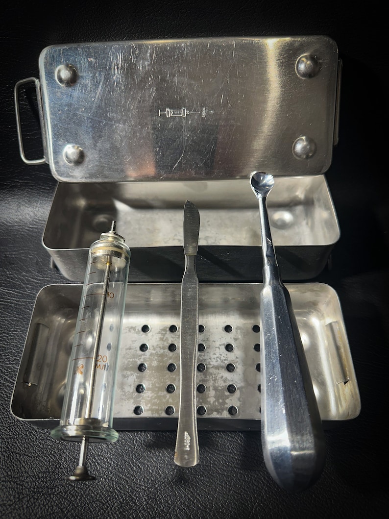 Soviet USSR Laboratory Syringe Medical Tool Kit Surgical Scalpel Bone ...