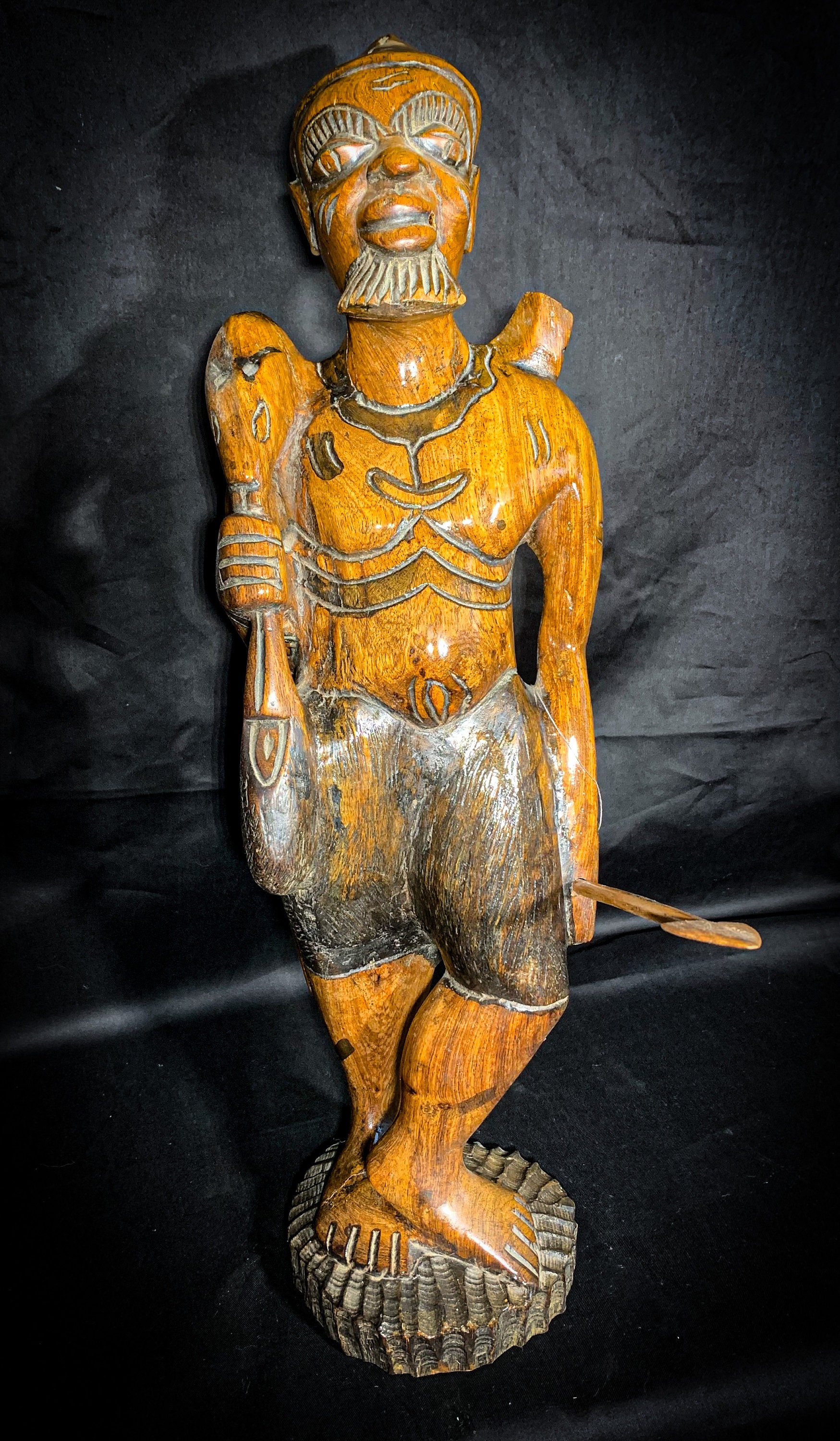 Wooden Zulu Warrior With Spear. African Wooden Statue. Vintage African ...