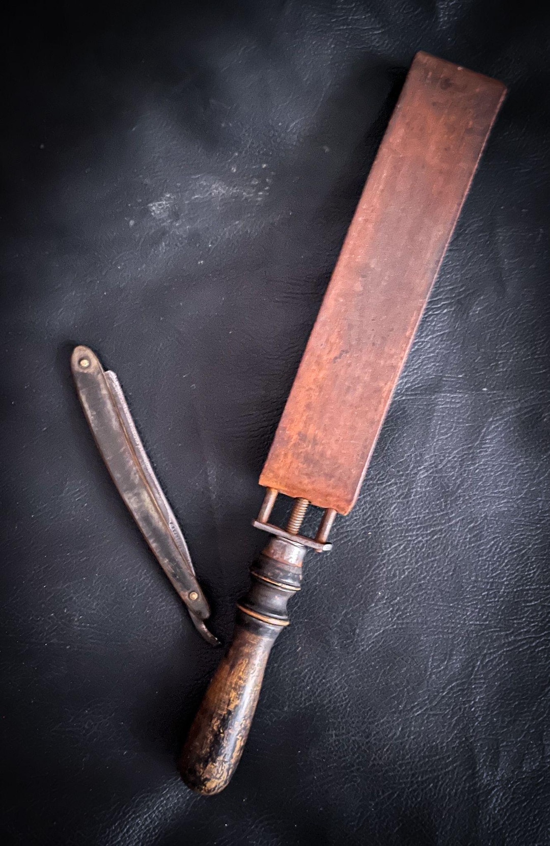 Collectible Vintage British Beard Knife Leather Strop Knife Sharpener ...