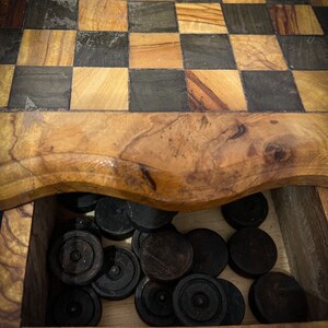 ANTIQUE Wooden International Draughts Checkers 10x10. Board Game ...