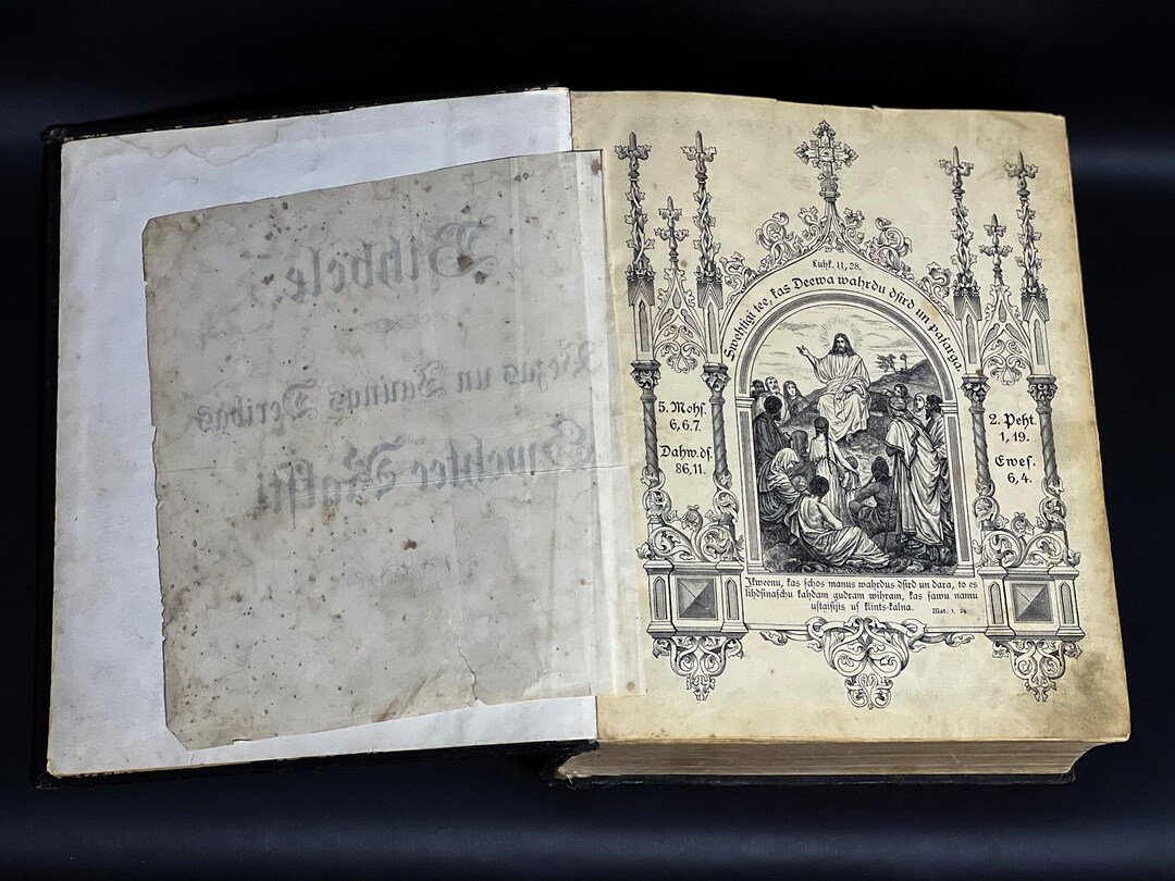 Religious Artefact, 120 Years Old Bible, Authentic Antique Latvian ...