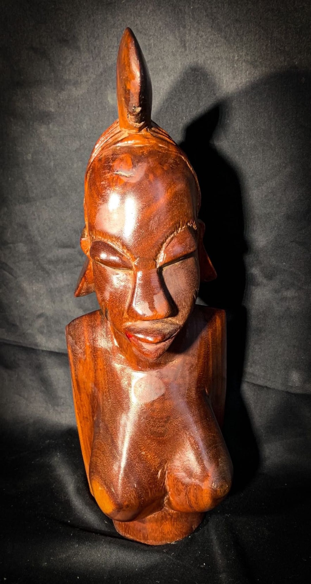 Large African Wooden Statue Made in 1960. Fulani Woman Bust. Authentic ...