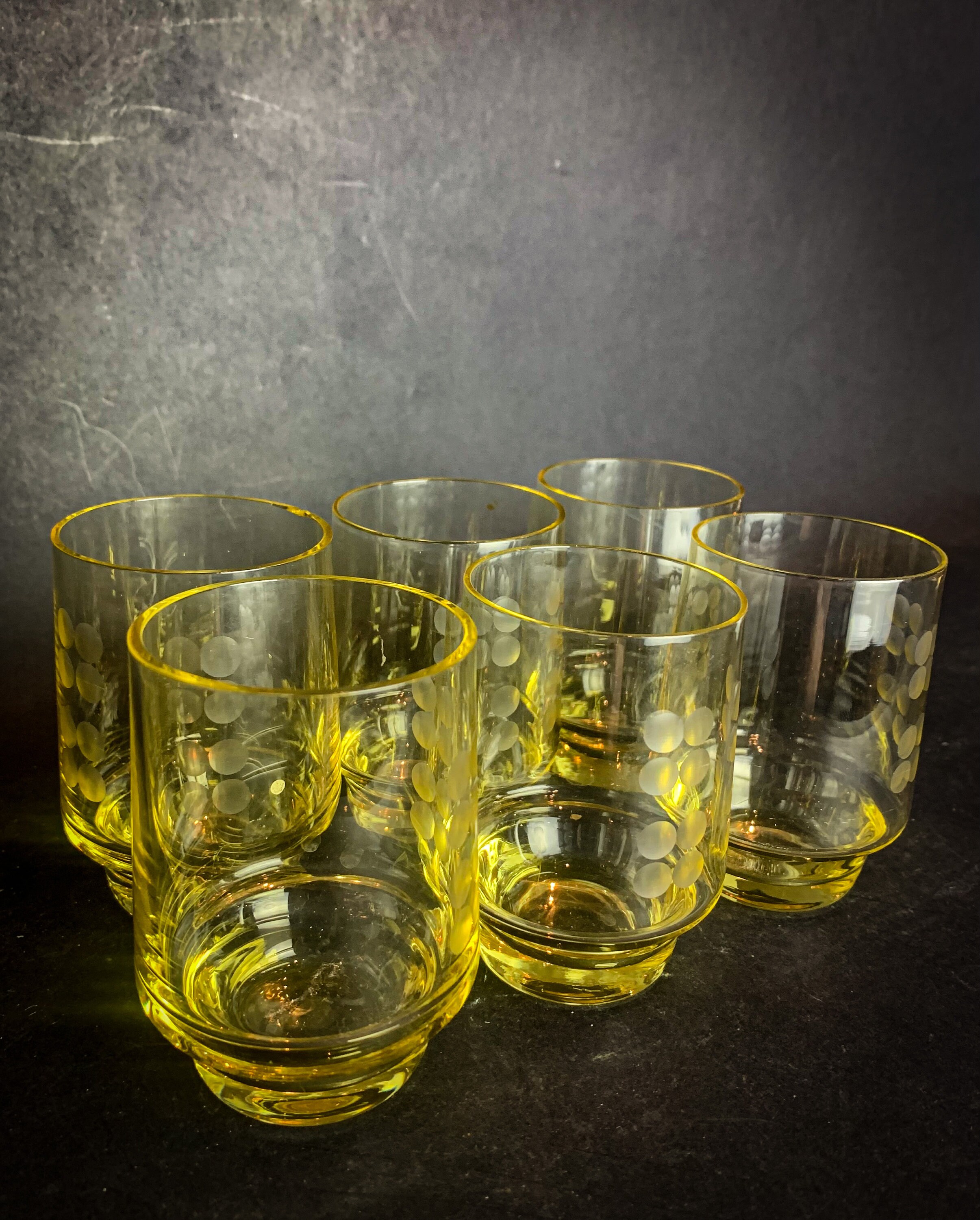 Set of 6 Adorable RARE Vintage Yellow Glass Ussr Vodka/liquor/balsam or ...