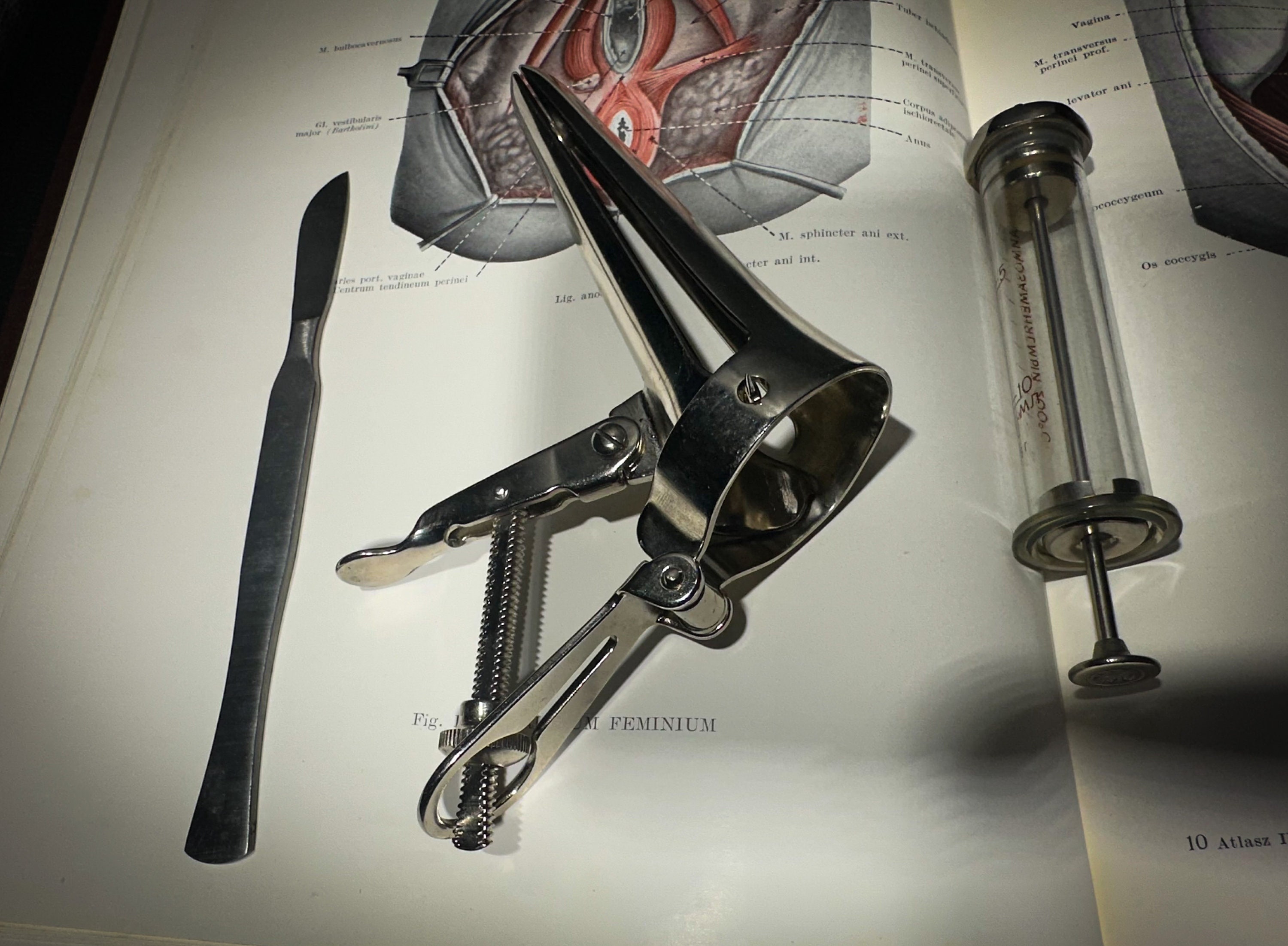 Vintage Medical Laboratory Surgical Tools - Scalpel, Syringe, Speculum ...