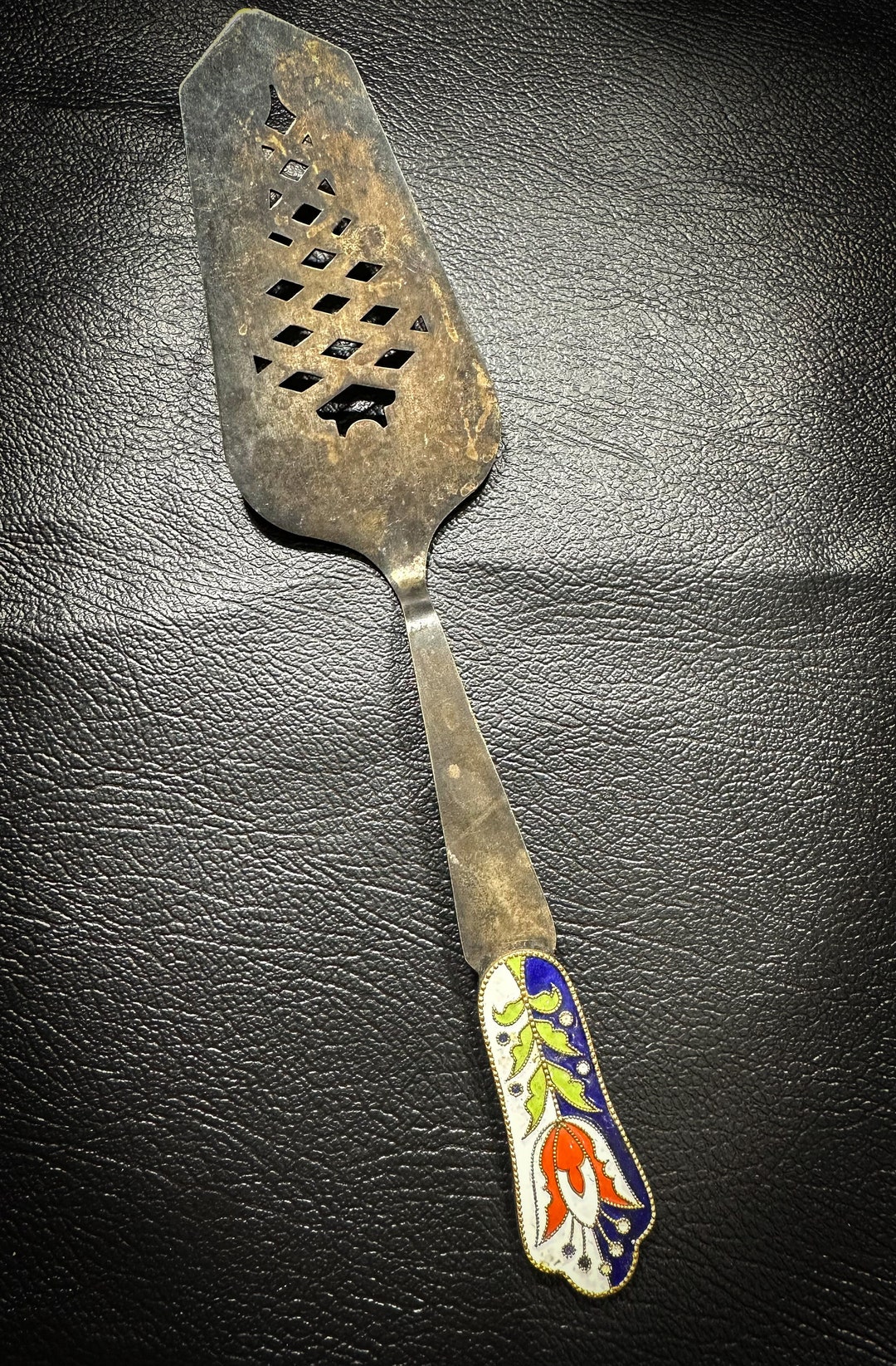 Adorable Soviet Vintage Antique Spatula for Cake Enamel Silver Plated ...