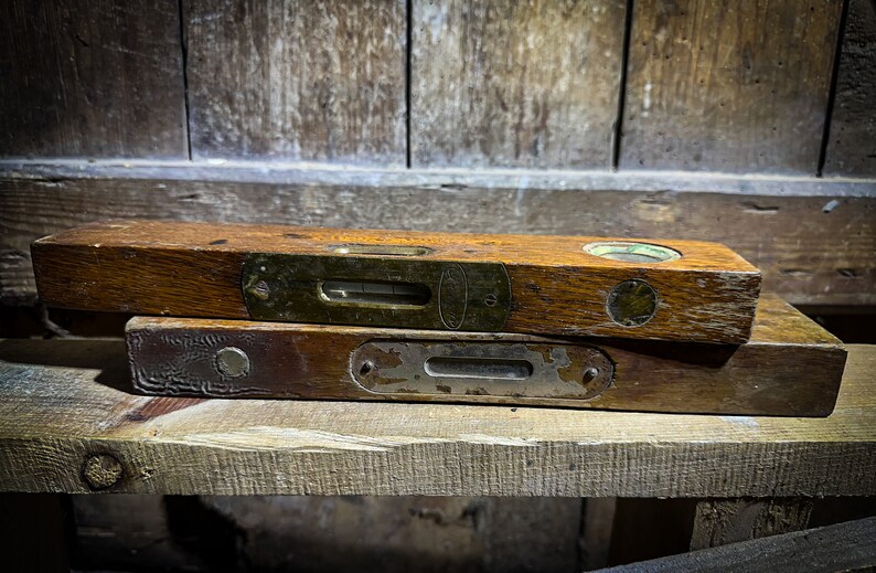 Set of 2 Antique Levels Wooden Tool Carpenter Instruments Collectible ...