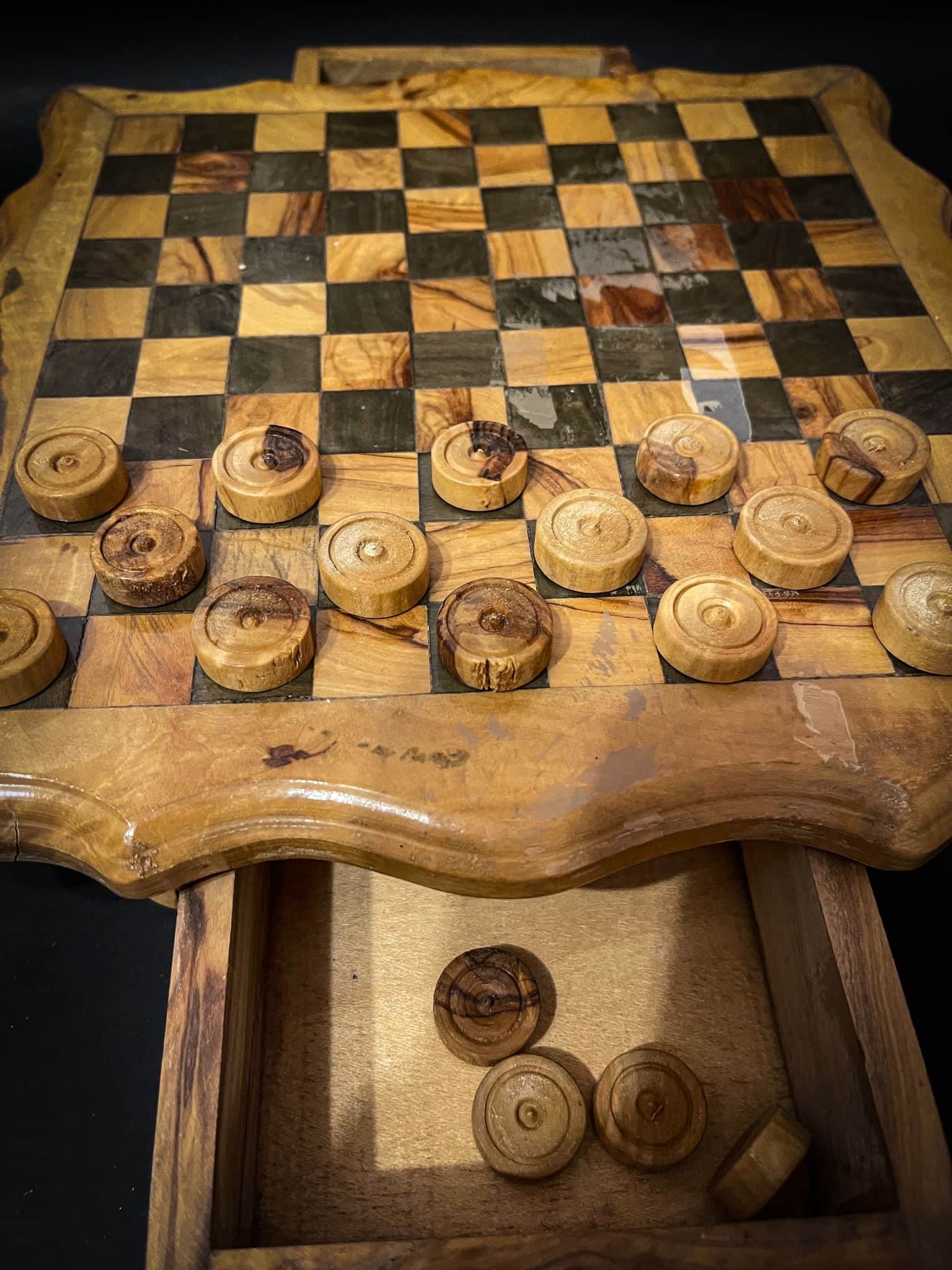 ANTIQUE Wooden International Draughts Checkers 10x10. Board - Etsy