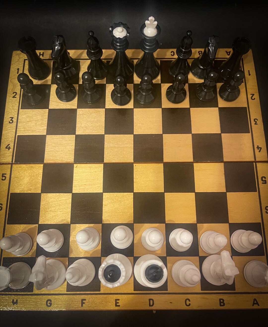 Old Lovely Chessboard. Wooden Complete Chess Set Plastic - Etsy