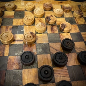 ANTIQUE Wooden International Draughts Checkers 10x10. Board Game ...