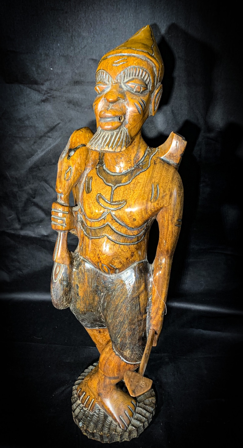 Wooden Zulu Warrior With Spear. African Wooden Statue. Vintage African ...