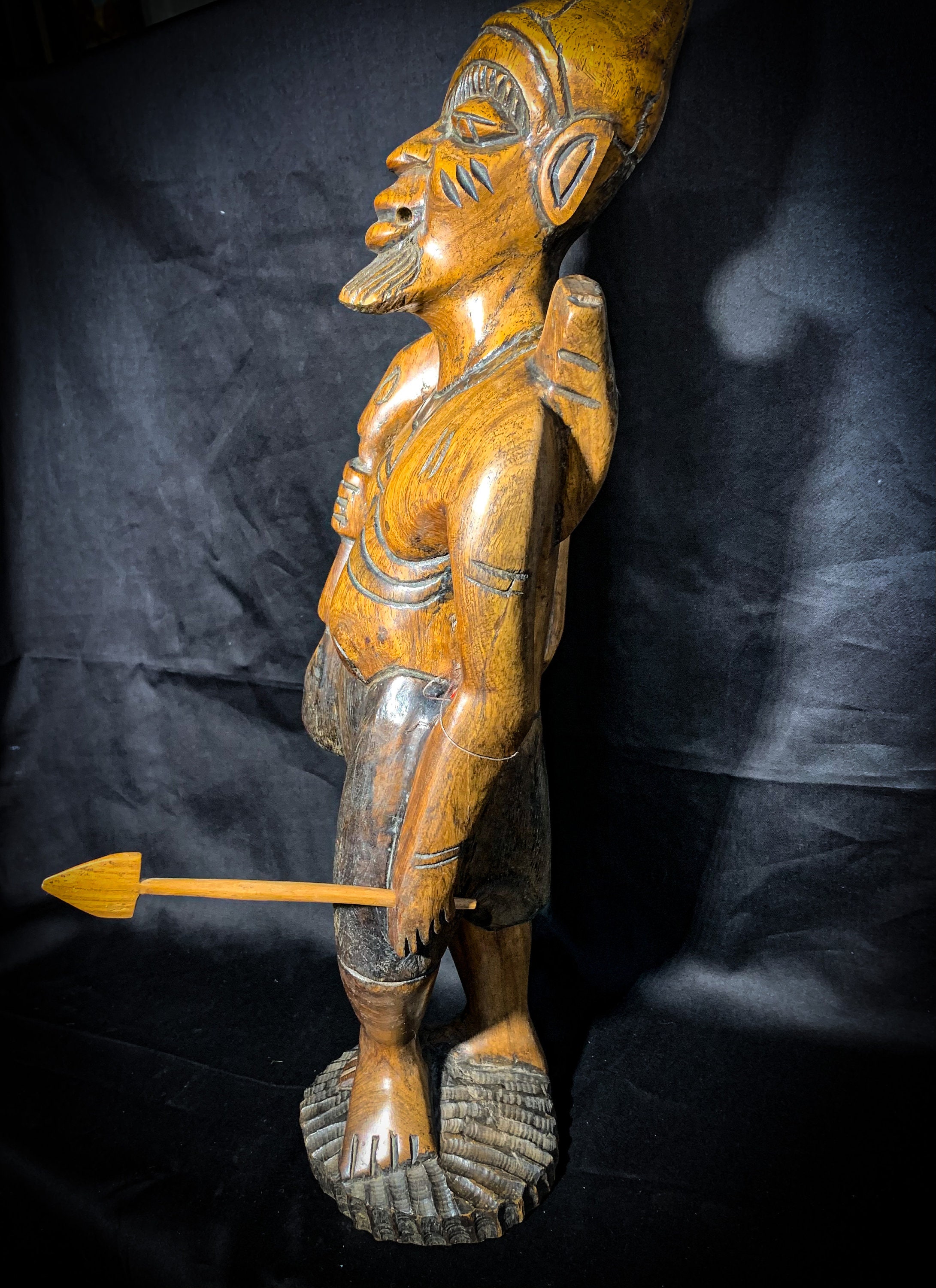 Wooden Zulu Warrior With Spear. African Wooden Statue. Vintage African ...