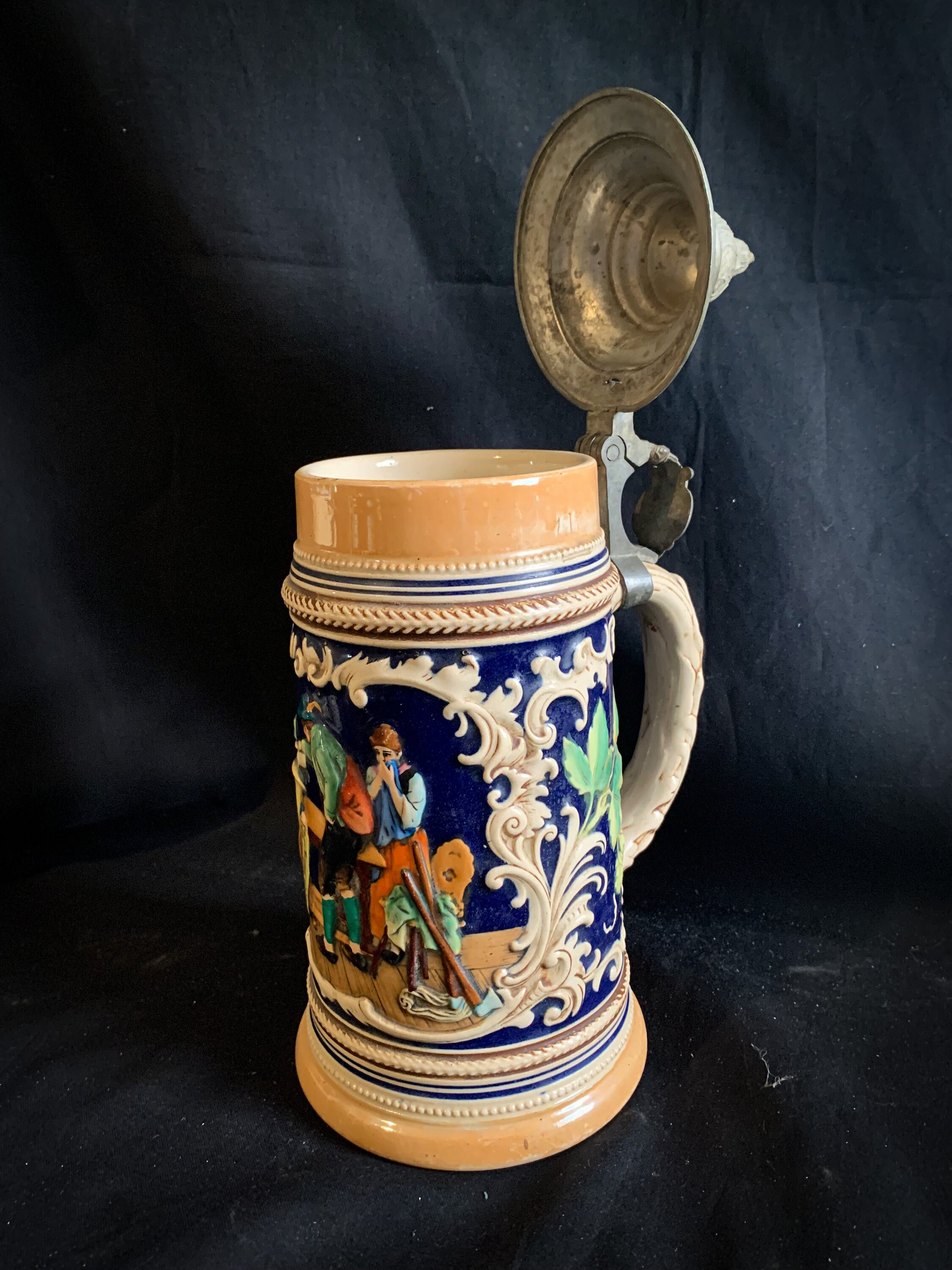 German Beer Stein. Authentic Vintage German Pottery Mug. Large Size 1 ...