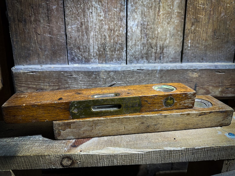 Set of 2 Antique Levels Wooden Tool Carpenter Instruments Collectible ...