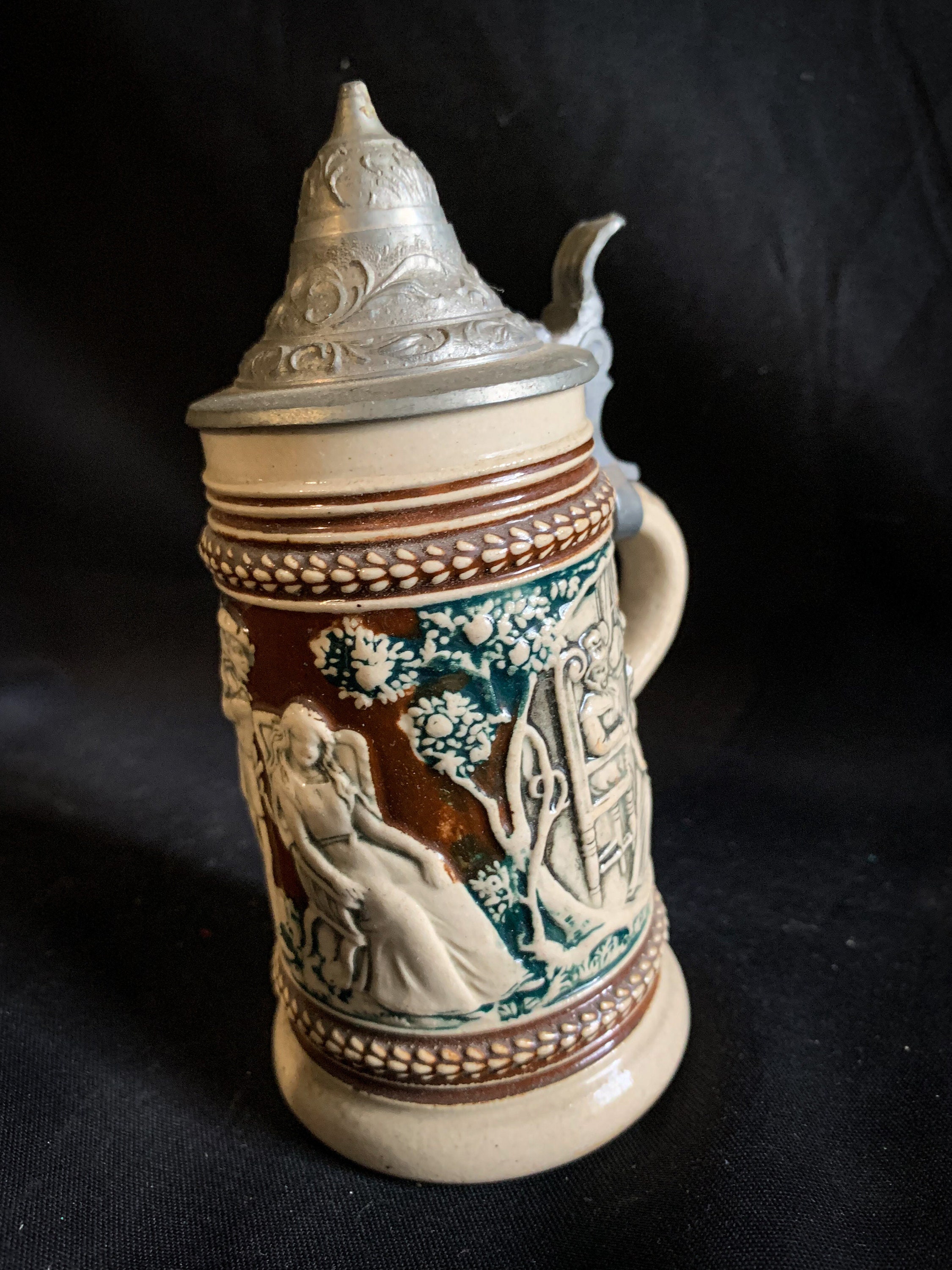 German Beer Stein, Authentic Vintage German Pottery Mug, Small Size ...