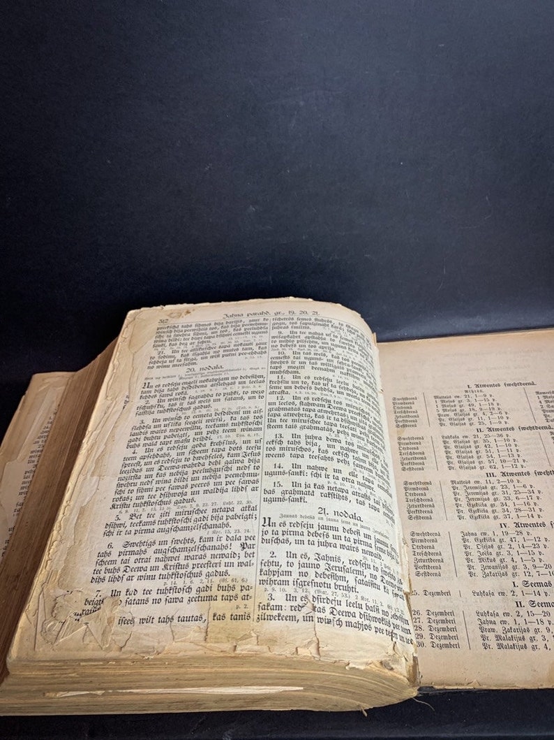 120 Years Old EXTRA LARGE Antique Latvian Bible bihbele for Old and New ...