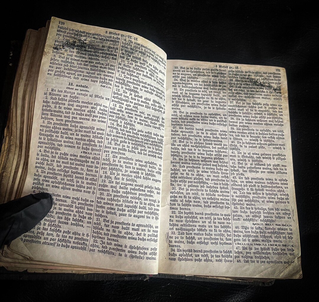Old Loved and Used Bible, Antique 19th Century Latvian Religious Text ...