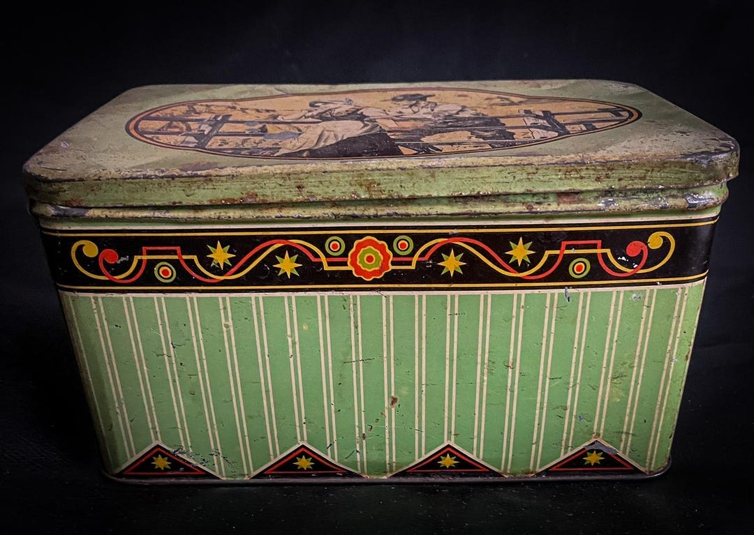 Antique Tin Box, Swedish Retro Tin Can, 1940s Notions Tin, Orebro Tin ...