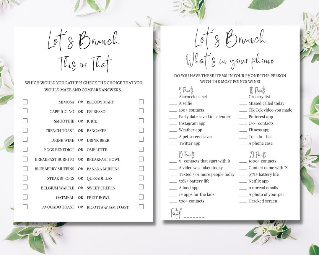 Brunch Party Games, Brunch Games, Bridal Shower Games, Hens Party ...
