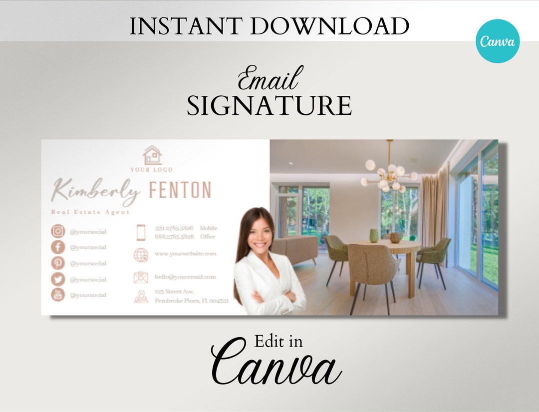 Modern Real Estate Agent Email Signature Template, Email Signature ...