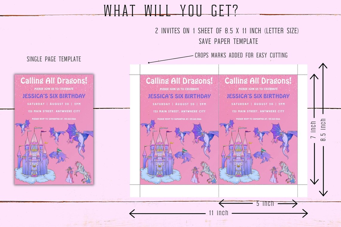 Editable Calling All Dragons Birthday Party Invitation, Cute Dragons ...