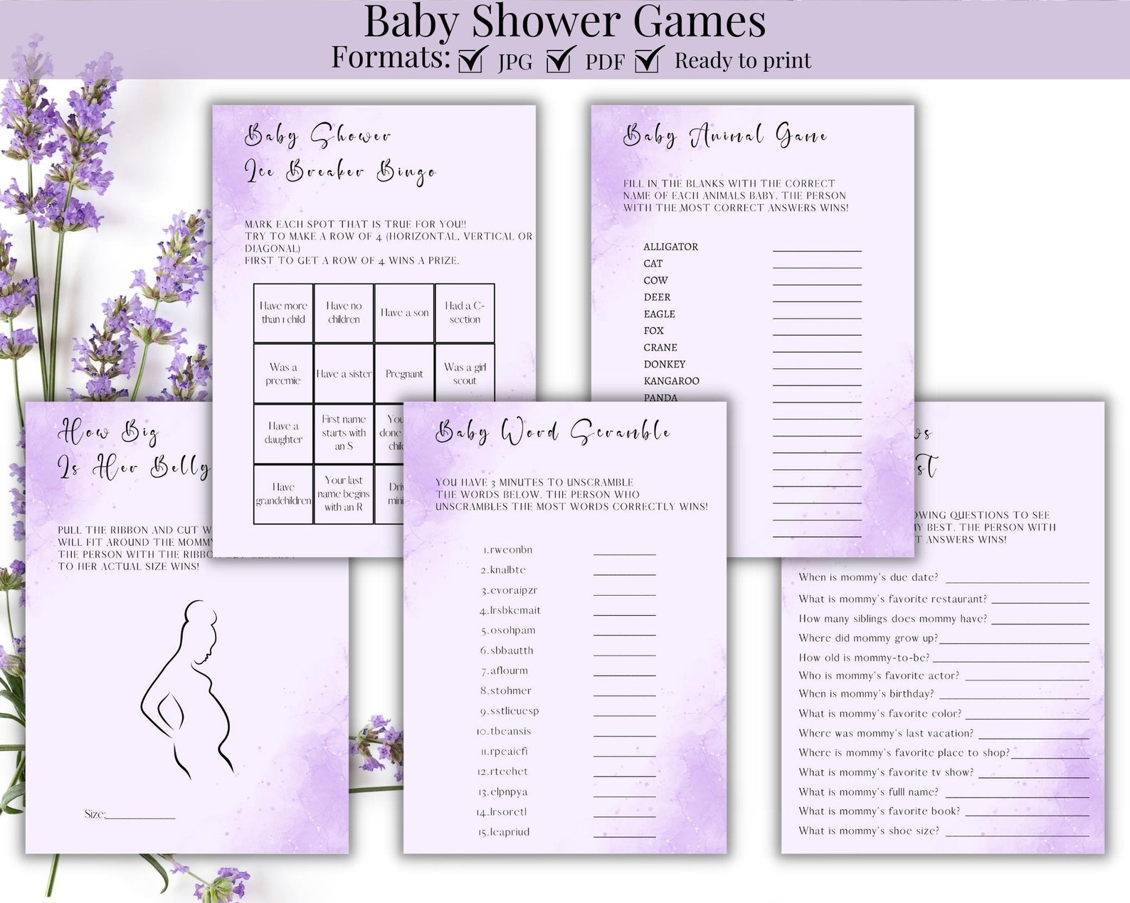 Modern Baby Shower Games, Baby Game Bundle, Shower Game Bundle, Game ...