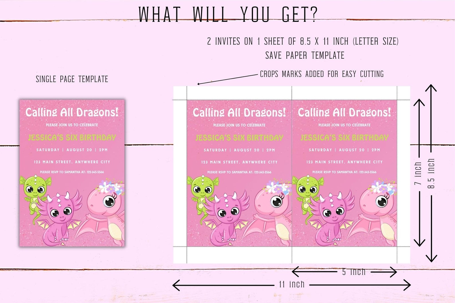 Editable Calling All Dragons Birthday Party Invitation, Cute Dragons ...