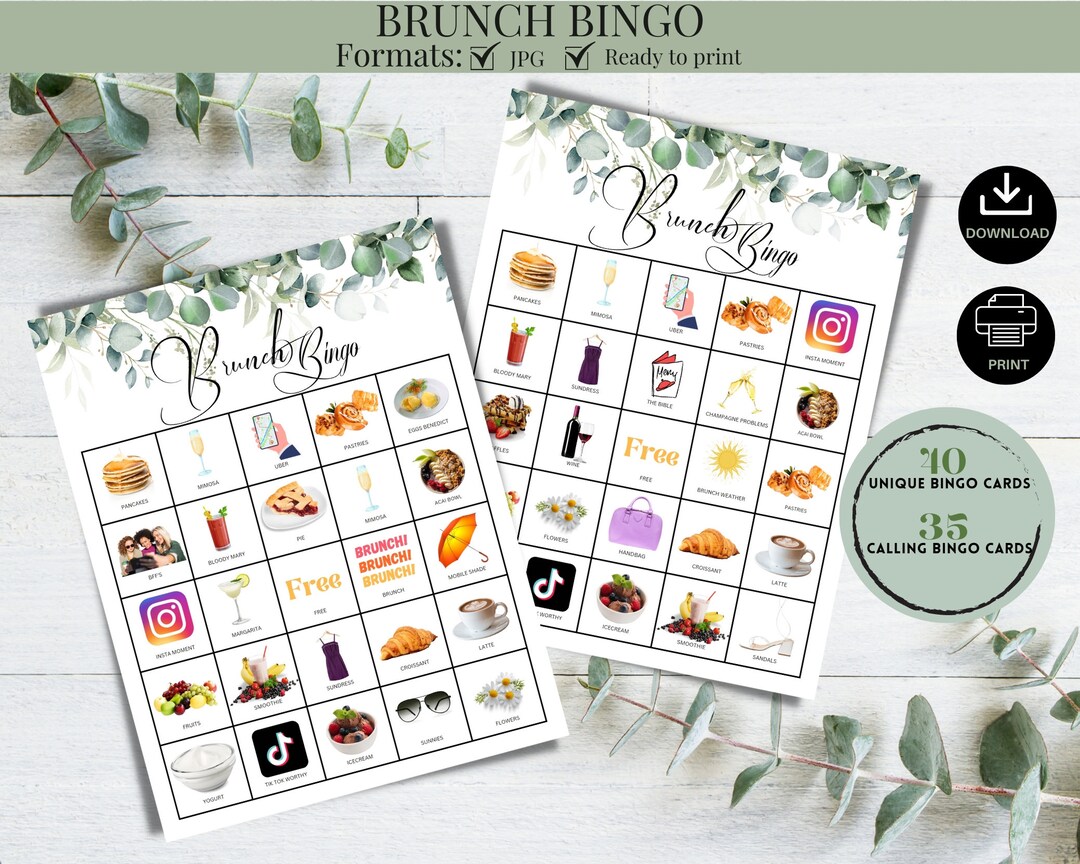 Brunch Bingo Brunch Games Bridal Shower Baby Shower Bingo - Etsy