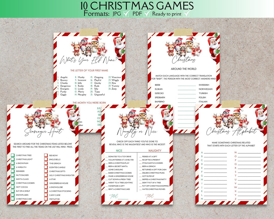 10 Christmas Games Bundle, Christmas Party Games, Printable Christmas ...