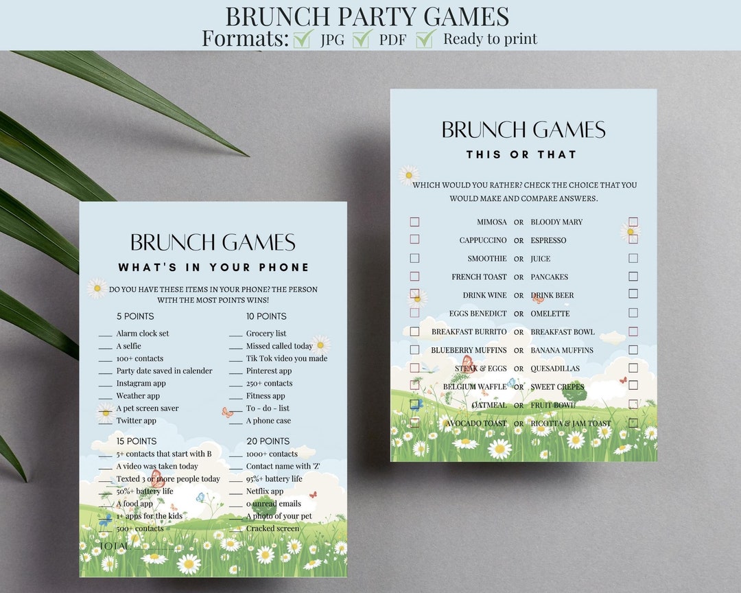 Spring Brunch Party Games, Brunch Games, Bridal Shower Games, Hens ...