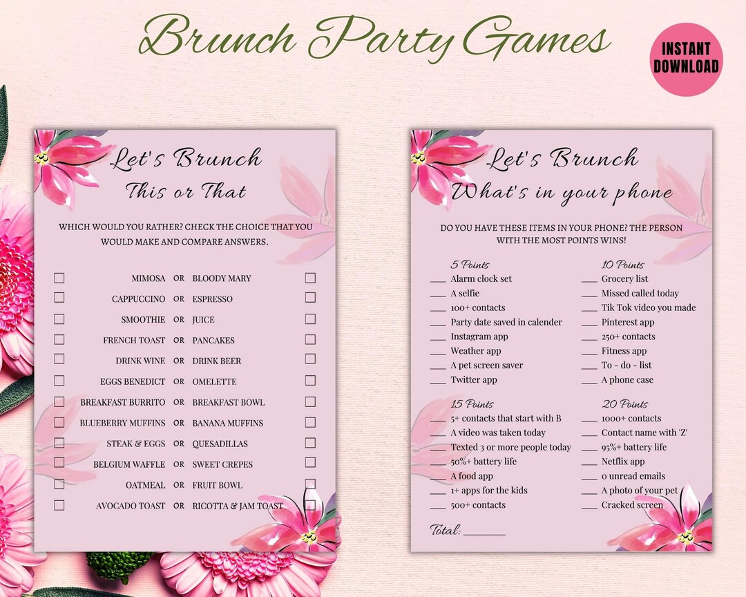 Brunch Party Games, Brunch Games, Bridal Shower Games, Hens Party ...