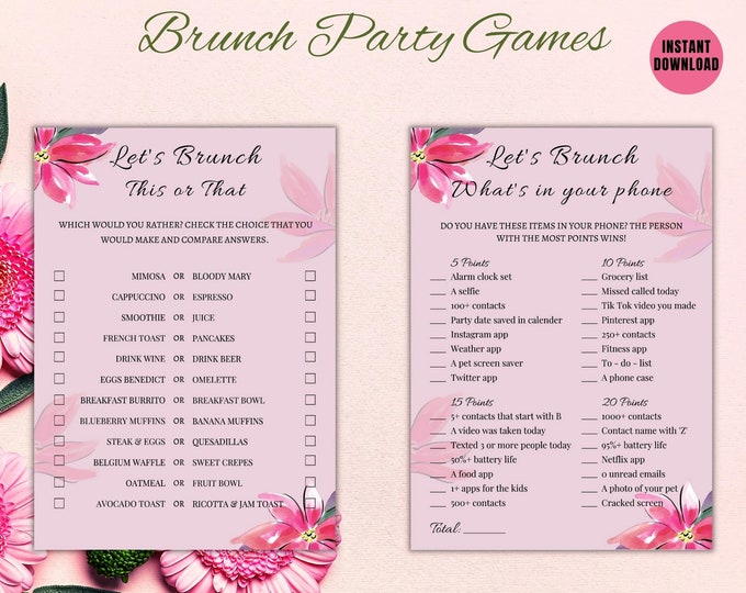 Brunch Party Games, Brunch Games, Bridal Shower Games, Hens Party ...