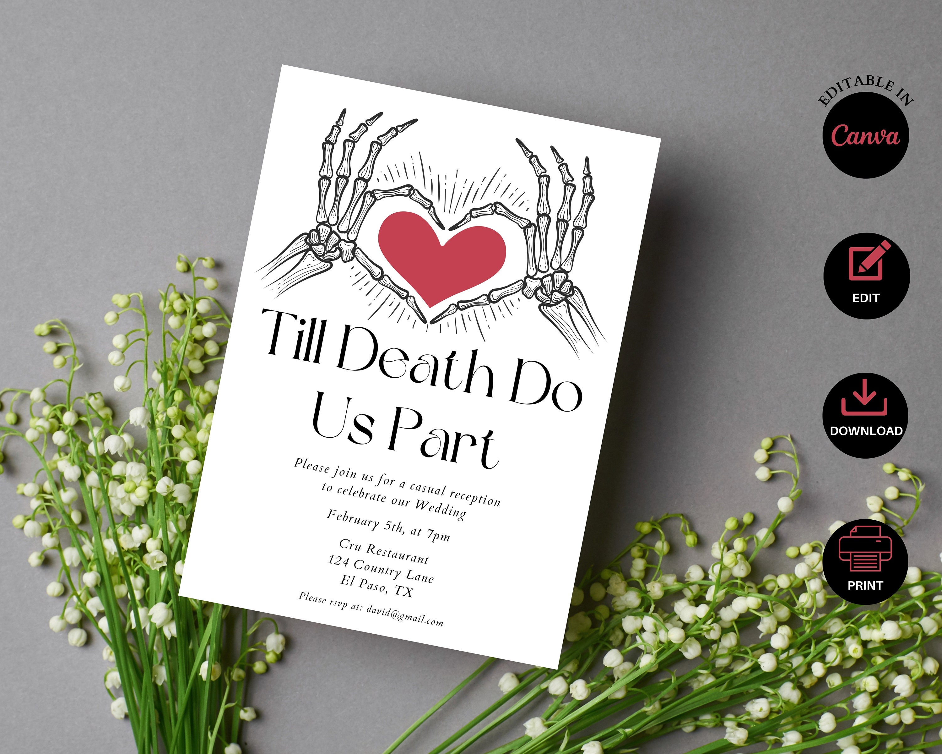 Editable Invitation, Wedding Reception, Reception Invite, Death Do Us ...