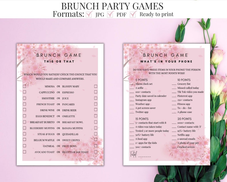 Brunch Party Games, Brunch Games, Bridal Shower Games, Hens Party ...
