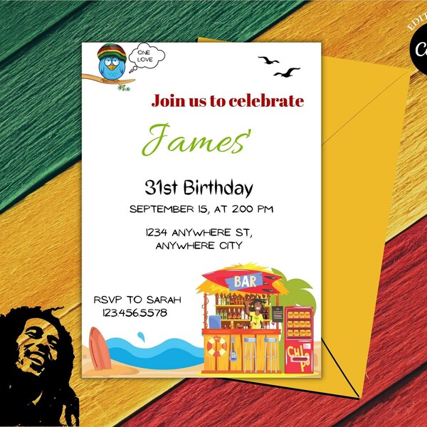 Reggae Birthday Invitation - Etsy
