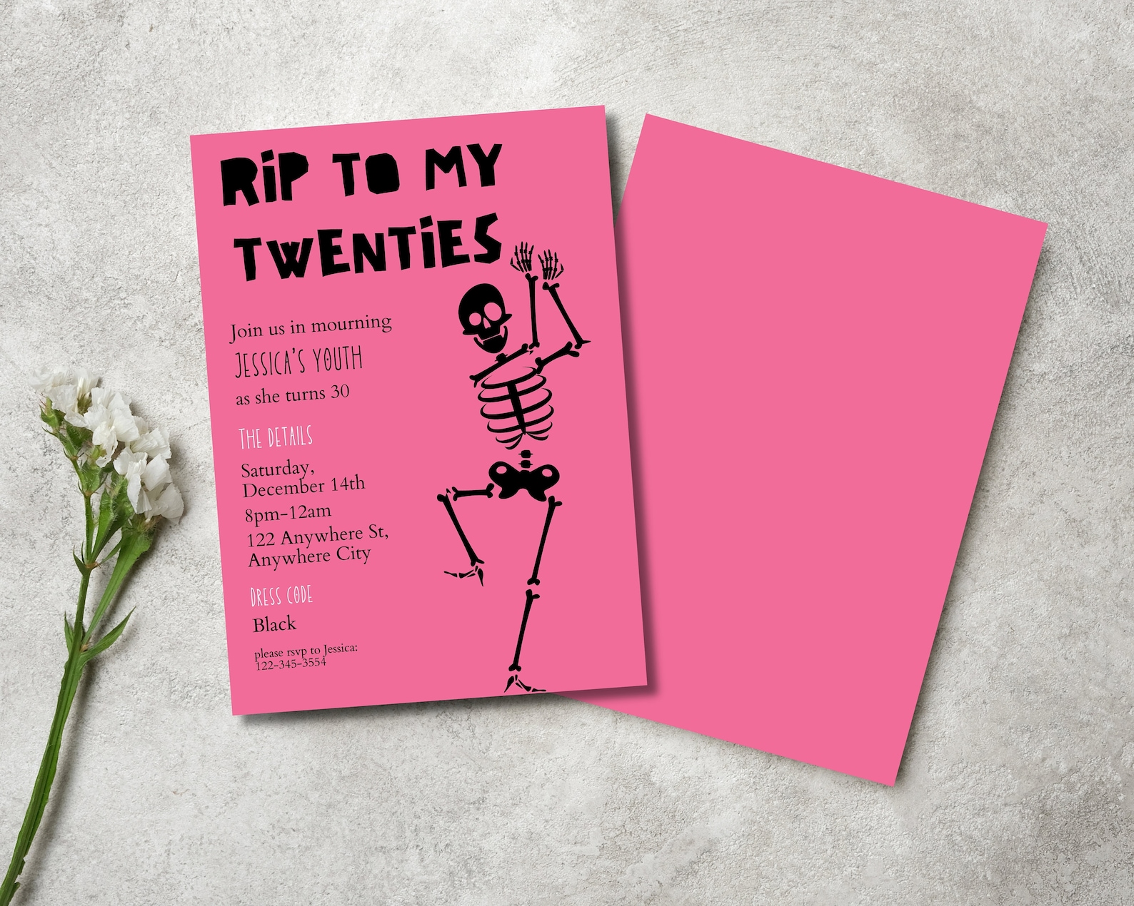 RIP to My Twenties Birthday Party Invitation, RIP Twenties, Skeletons ...