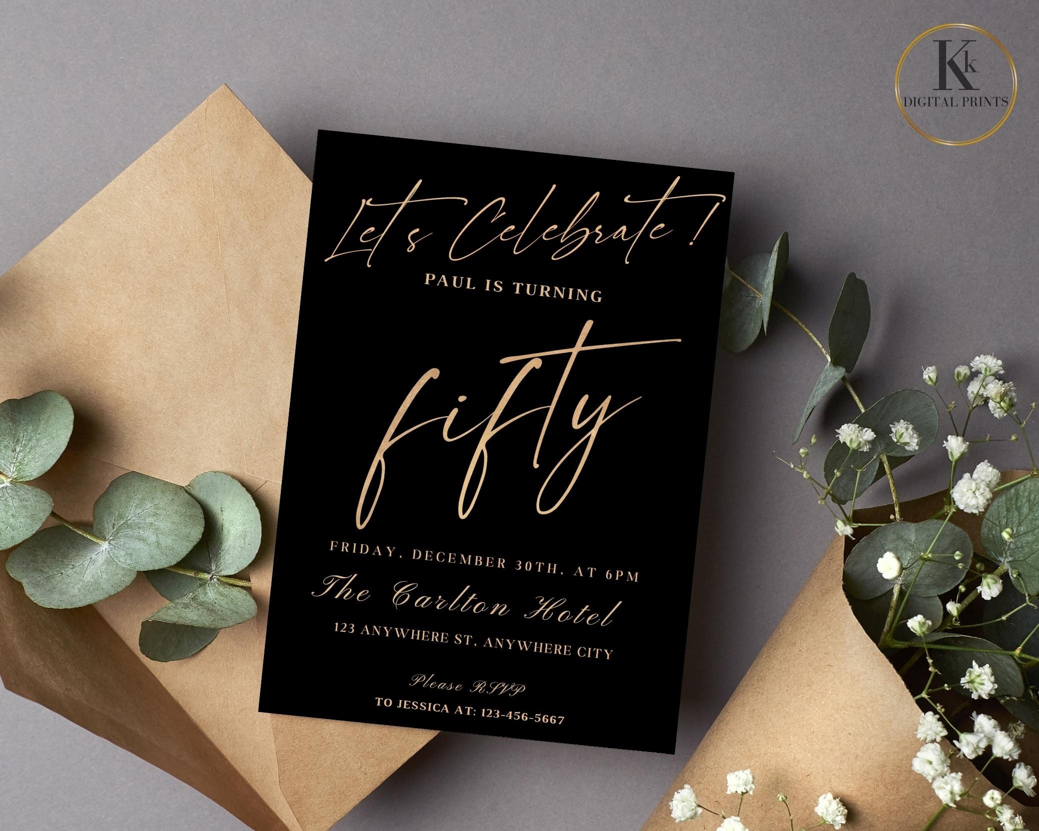 50th Birthday Party Invitation, 50th Invitation, Fifty Birthday, Party ...