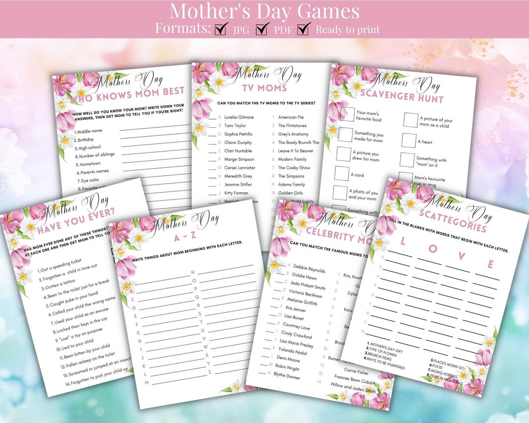 Mothers Day Games Bundle, Mothers Day, Mothers Day Brunch, Mothers Day ...