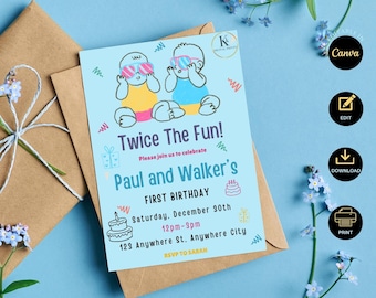 Double Celebration Invitation for Birthday Party Dual Party Invitation ...