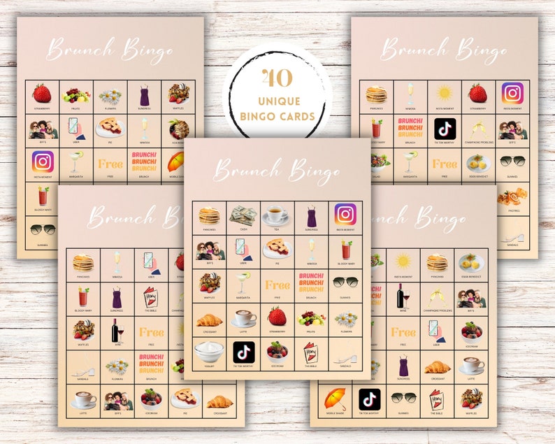 Brunch Bingo, Brunch Games, Bridal Shower, Baby Shower, Bingo Games ...