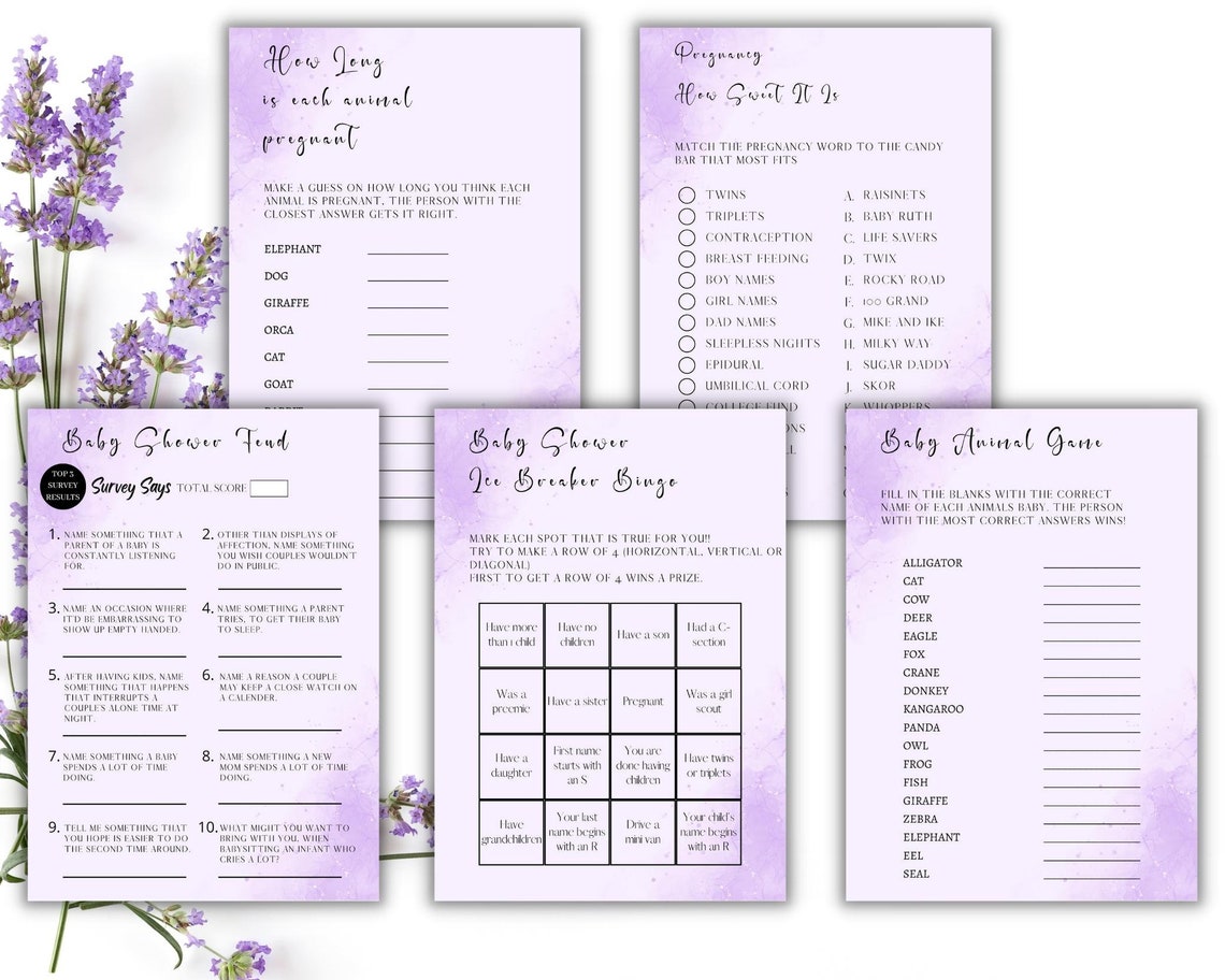 Modern Baby Shower Games, Baby Game Bundle, Shower Game Bundle, Game ...