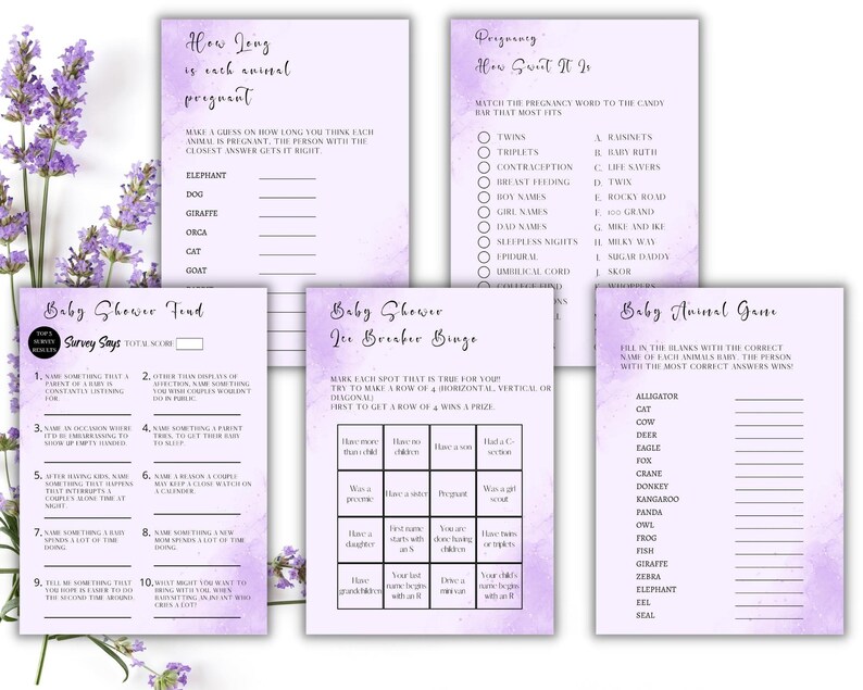 Modern Baby Shower Games, Baby Game Bundle, Shower Game Bundle, Game ...