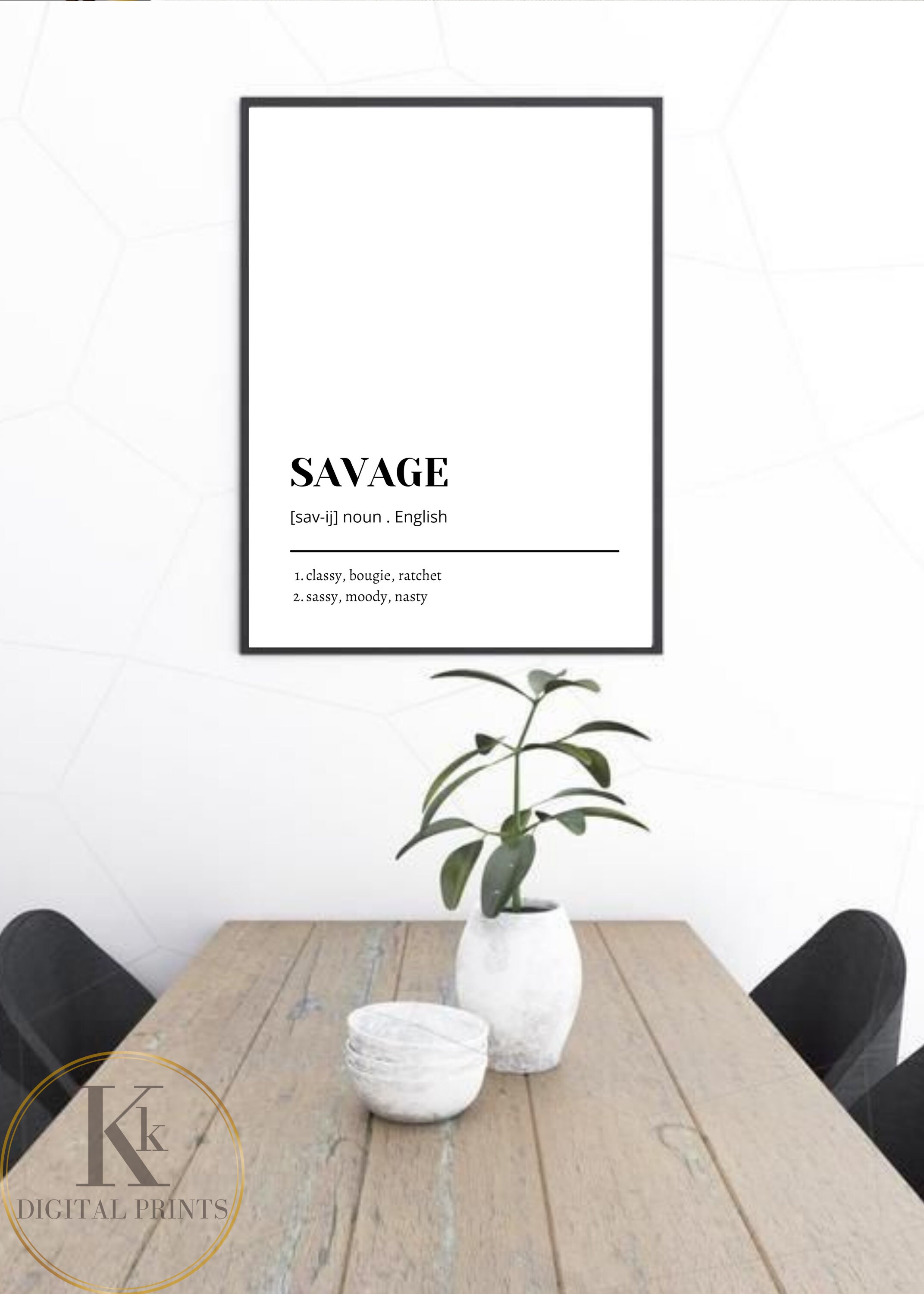 Savage Funny Definition Wall Art Definition Art Living Room - Etsy