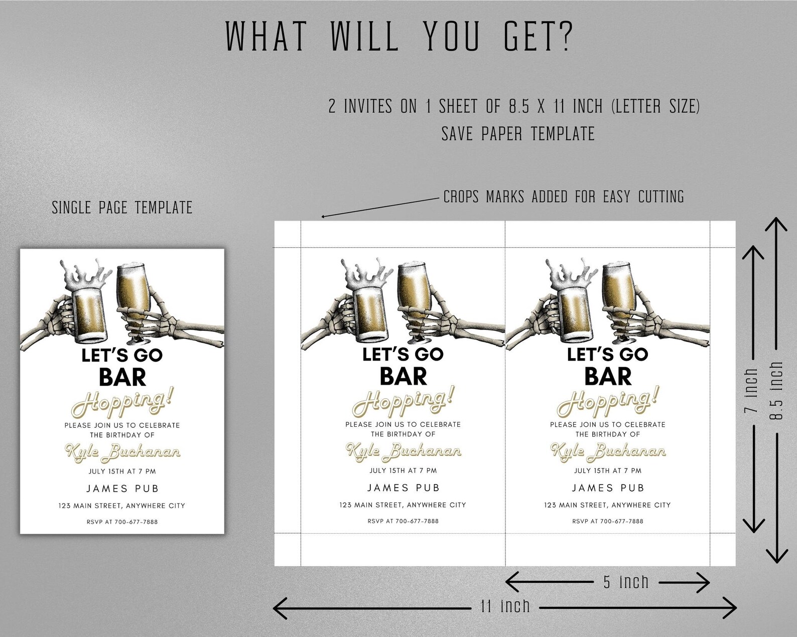 Lets Go Bar Hopping Birthday Party Invitation, Day Drinking, Birthday ...