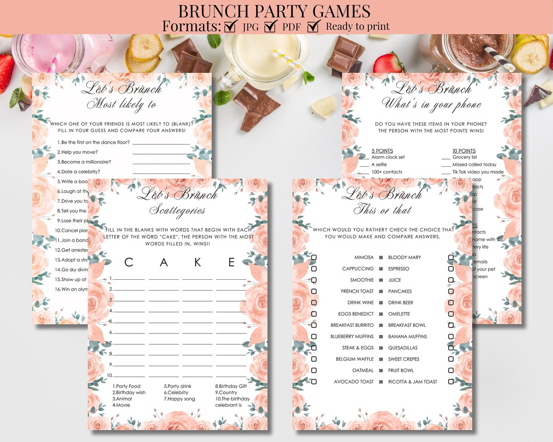 Brunch Party Games, Brunch Games, Bridal Shower Games, Hens Party ...