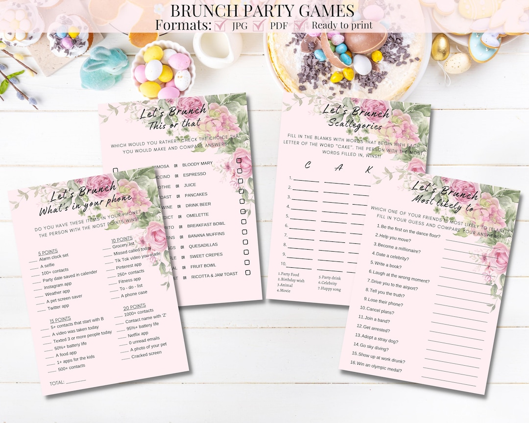 Brunch Party Games, Brunch Games, Bridal Shower Games, Hens Party ...
