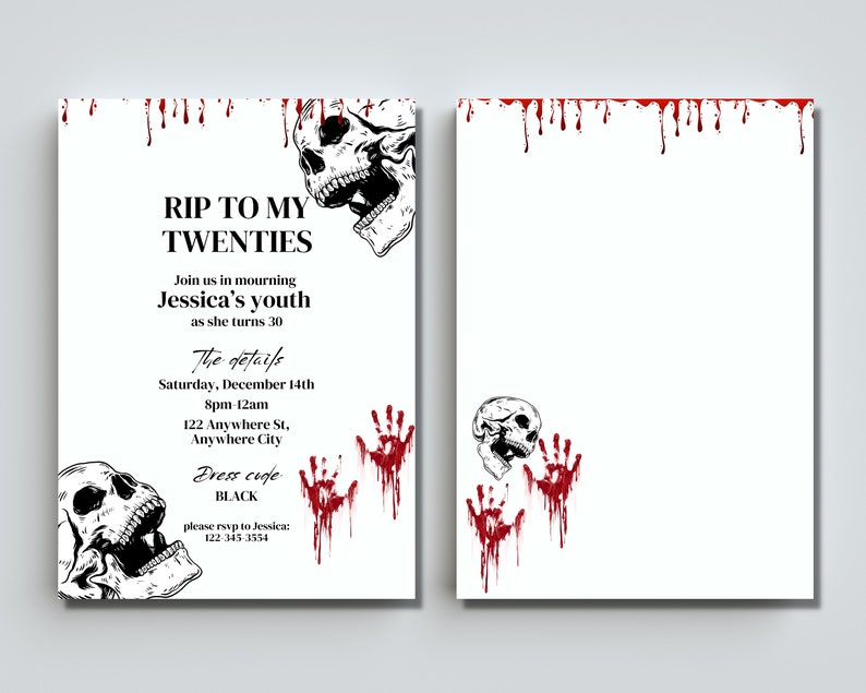 RIP to My Twenties Birthday Party Invitation, RIP Twenties, Skeletons ...