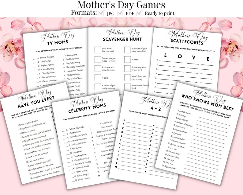 Mothers Day Games Bundle, Mothers Day, Mothers Day Brunch, Mothers Day ...